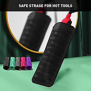 ZAXOP Silicone Heat Resistant Mat,Flat Iron Holder,Used as Heat Resistant Pad and Storage Pouch for Hot Hair Tools.(Wave,Black)