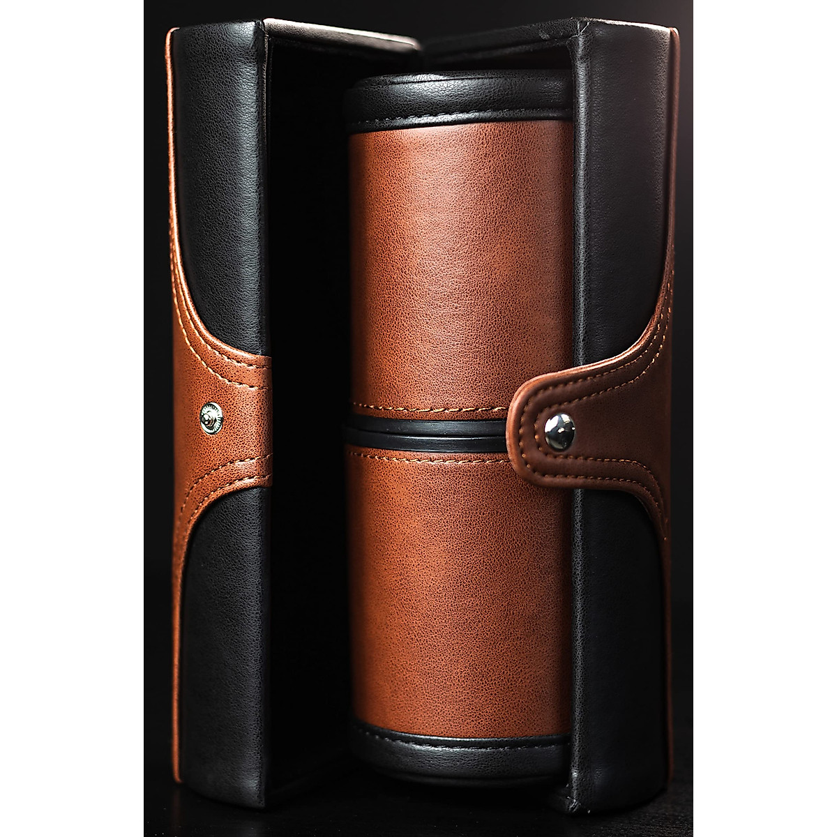 Harbor Loot PU Leather Double Dice Cup Set – Portable with Carrying Case, 2 Dice Cups, 2 Dice Bags, 12 Large Dice, and 30 Chips