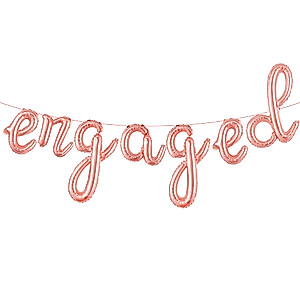 KatchOn, Rose Gold Engaged Balloons - 10 Feet, 16 Inch | Engagement Balloons for Engagement Party Decorations | Engagement Decorations | Bachelorette Party Decorations | Bridal Shower Decorations