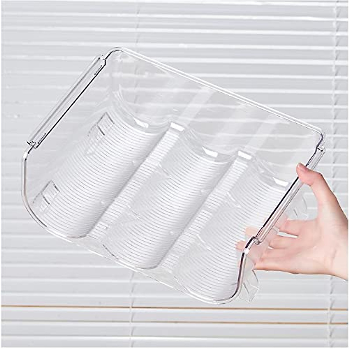 Clear Plastic Free-Standing Stackable ６ Bottle Storage Holder Rack - Water, Wine, and Drink Organizer Shelf for Kitchen Countertop, Cabinet, Pantry, Fridge