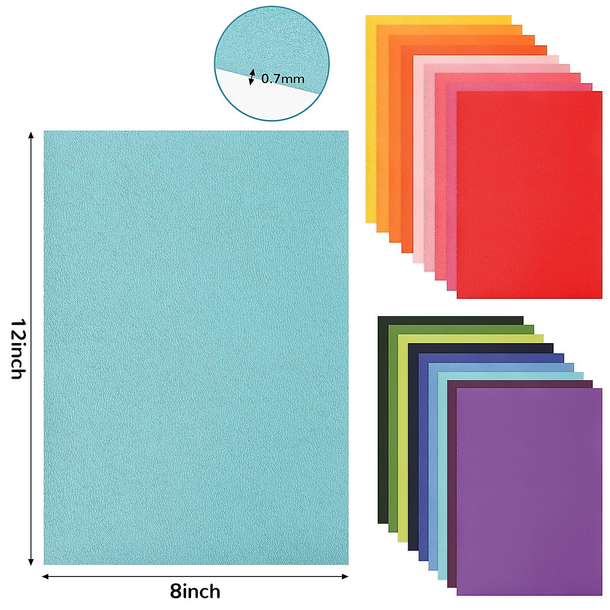 18 Pieces Faux Leather Sheets, 8×12 inches Rainbow Soft Leather Fabric Colourful Sheets Suitable for Making Bows, Leather Earrings, Hair Accessories DIY Projects