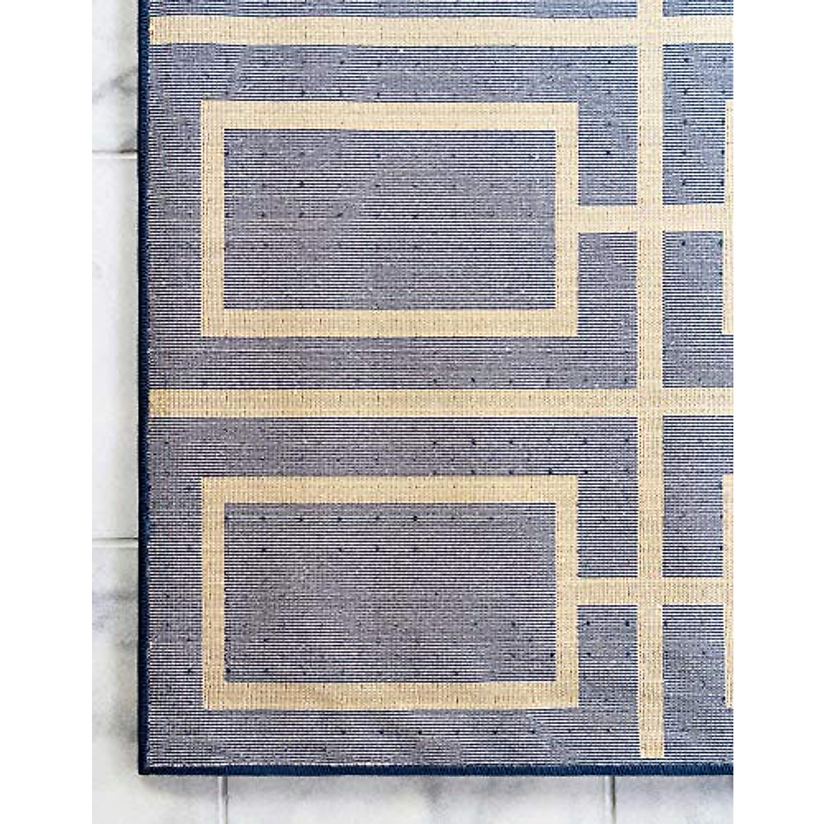Unique Loom Glam Collection Geometric, Squares, Metallics, Modern, Chic Area Rug, 8 ft x 10 ft, Navy Blue/Gold