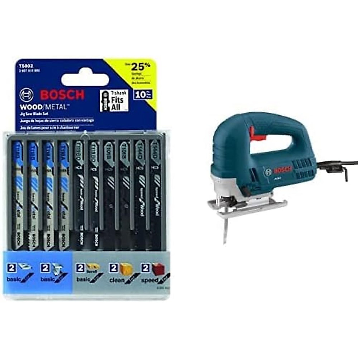 Bosch JS260 120-Volt Top-Handle Jigsaw with Bosch 10-Piece Assorted T-Shank Jig Saw Blade Set T5002