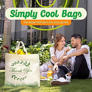 50 Pack Reusable Thank You-Have a Nice Day Eco-Friendly Large Grocery Shopping Bags 14.5"x14"x6.6" Durable, Recyclable Shopping Bags for Customers Washable, Foldable, Portable Tote Bags Bulk