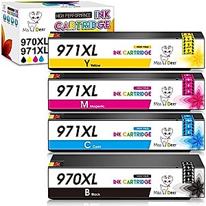 MS DEER Compatible 970XL 971XL Ink Cartridge Replacement for HP 970 971 XL Ink Cartridge Work for HP Officejet Pro X451dn X451dw X551dw X476dn X476dw X576dw Printer (Black Cyan Magenta Yellow) 4 Pack