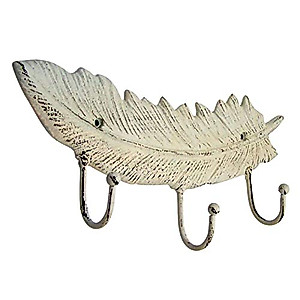 Large Feather Cast Iron Wall Hook, 5 3/4 Inch