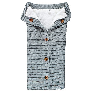 Hudson Baby Unisex Baby Sherpa Knitted Baby Lounge Stroller Wrap Sack, Gray, One Size