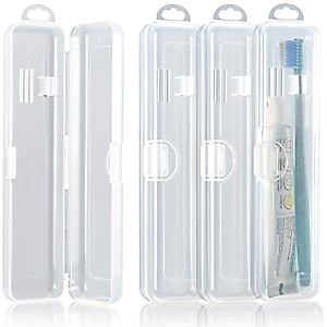 4 Pieces Travel Toothbrush Case Holder, Portable Toothbrush Storage, Hard Plastic Dust-proof Toothbrush Container Toothpaste Case Cover Protector for Travel Use