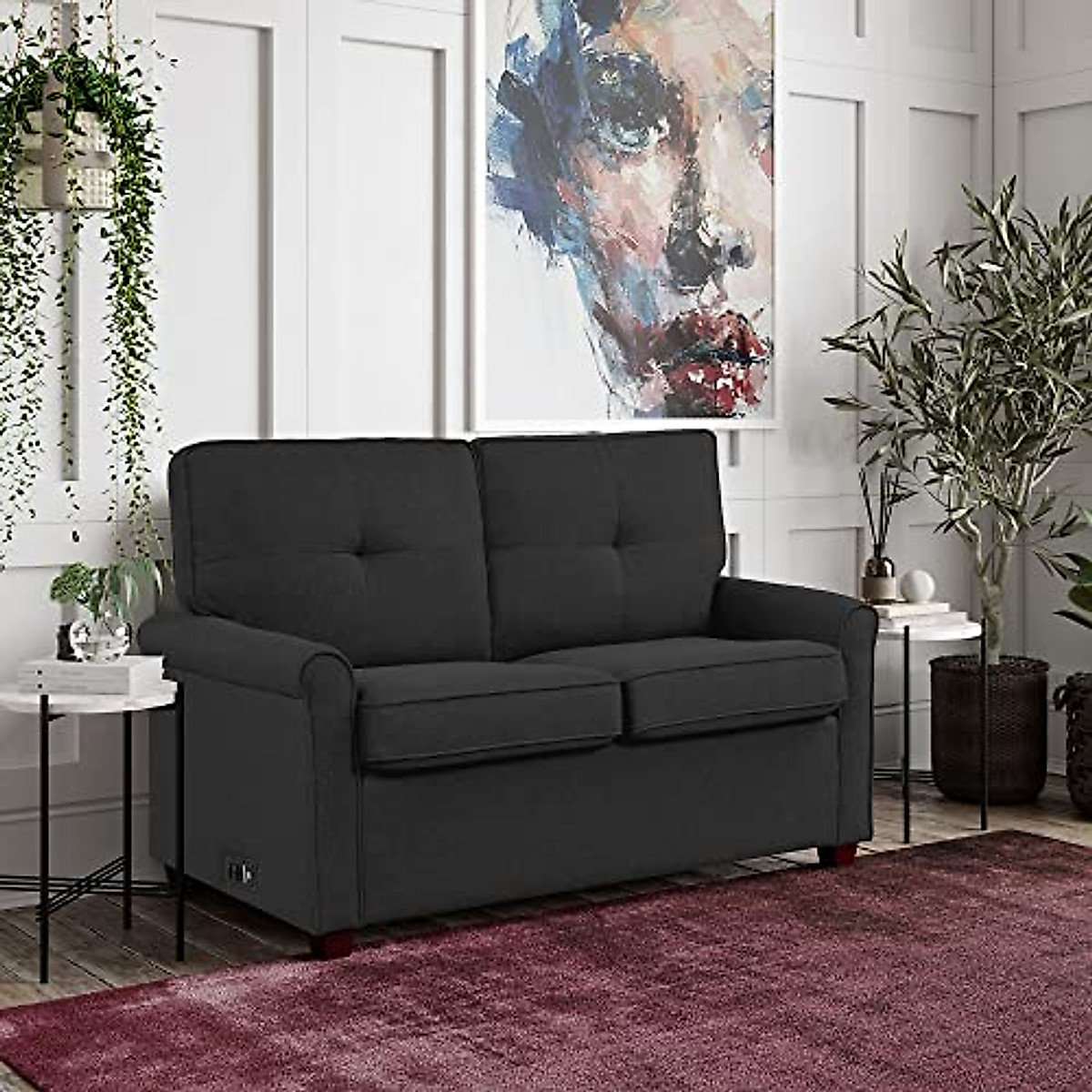 LifeStyle Solutions Convertible Sofa, Black