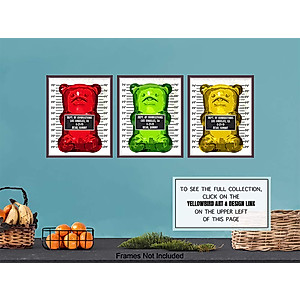 Gummy Bear Mugshot Modern Pop Art, Wall Art Set - Original 8x10 Poster Prints - Cool Unique Gift - Unframed Photo Pictures