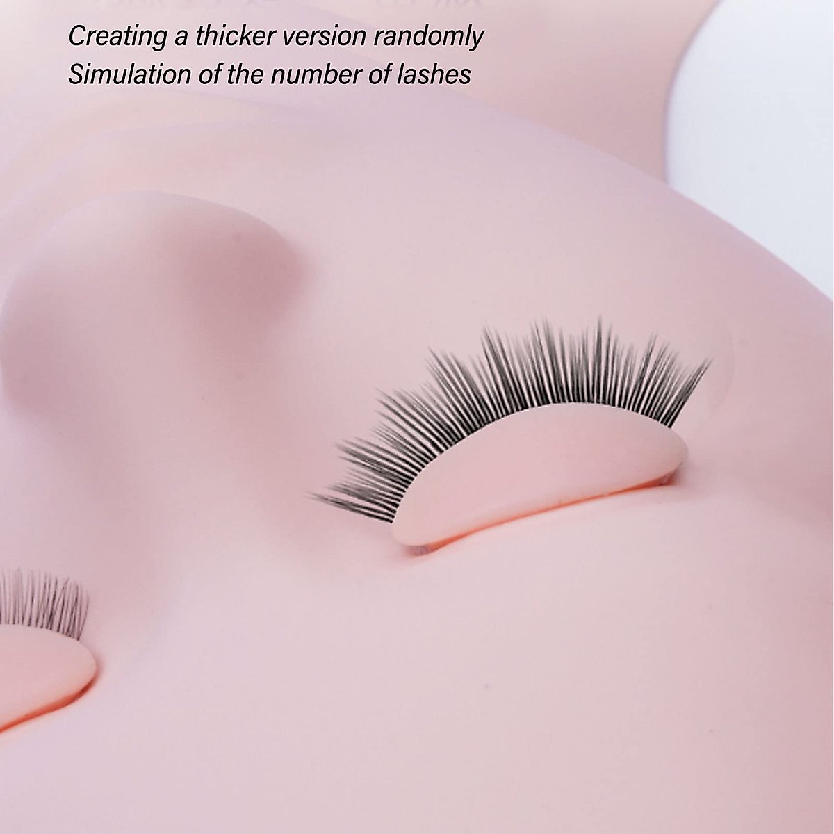3 Pairs Replaced Eyelids Silicone Double Eyelashes Replacement Eyelids for Mannequin Head Practice Removable Eyelids with Double Layer Eyelashes Eyelash Extension Practice Eyelid (Pink)