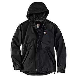 Carhartt Men's Loose Fit Midweight Rain Jacket, Black, 3X-Large
