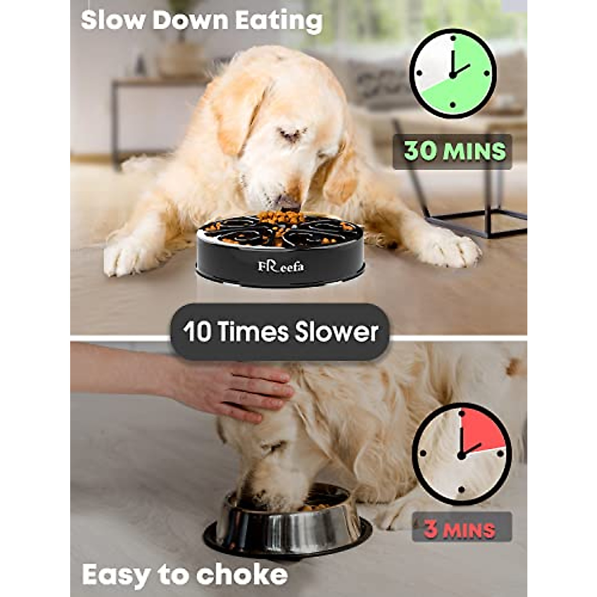Freefa Slow Feeder Dog Bowls, (2 Cup) Dog Slow Feeder Bowl, Puzzle Dog Food Bowl, Maze Dog Food Bowl, Slow Feeder Dog Bowls Large Breed, Medium Breed, Small Breed, Slow Eating Bowl, Puppy Bowl