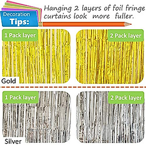 Moohome 2 Pack Silver Foil Fringe Curtain, Fringe Backdrop Curtains for Birthday Wedding Engagement Bridal Shower Bachelorette Party Decorations