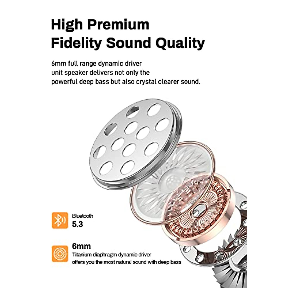 Open Ear Headphones Bluetooth Air Conduction Earphones, 48 Hours Playback with Charging Case, Ear Clips Buds Bluetooth Wreless Earbuds, Open Ear Earbuds for Workout Cycling Running Gym (Orange)