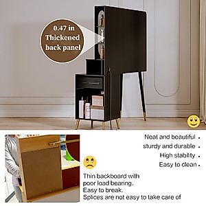 YYJ Vanity Desk with Mirror and Lights,Modern High Capacity Makeup Vanity with 3 Drawers,Makeup Table with Power Outlet and 10 Lights,Writing Desk for Bedroom,Makeup Room, Black