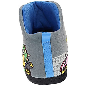 SUPER MARIO Boys' Mariokart Slippers Mismatch Bootie, Grey, Little Kid Size 10/11