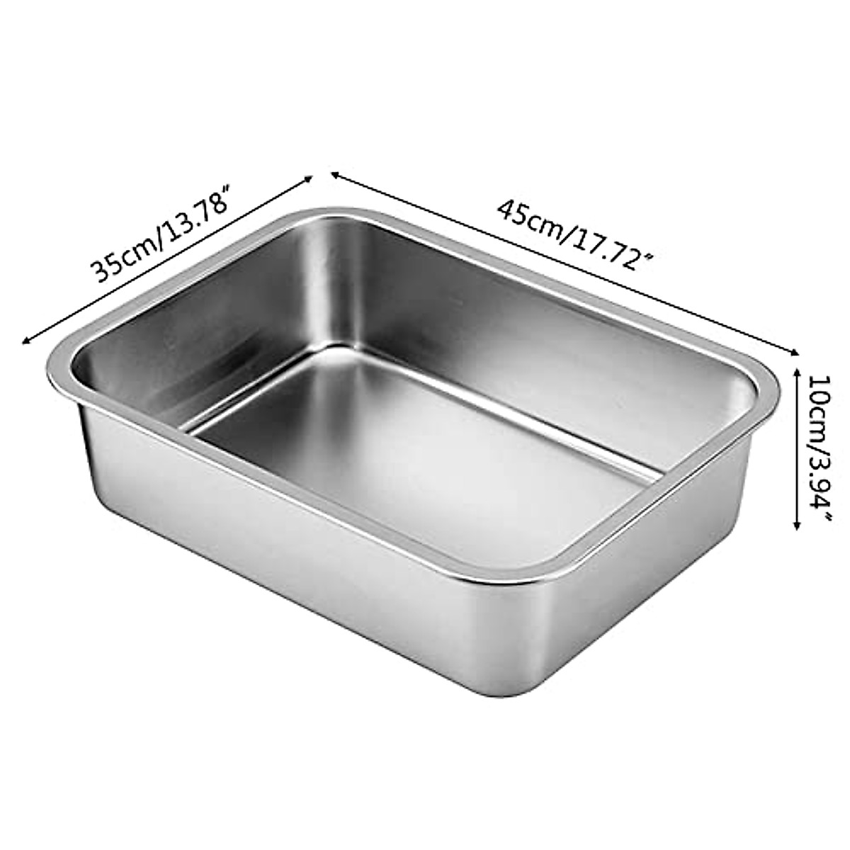 for Cat Litter Pan for Older Cats Stainless Steel Rabbit Litter Box Small Non Stick Smooth 18X14X4 in