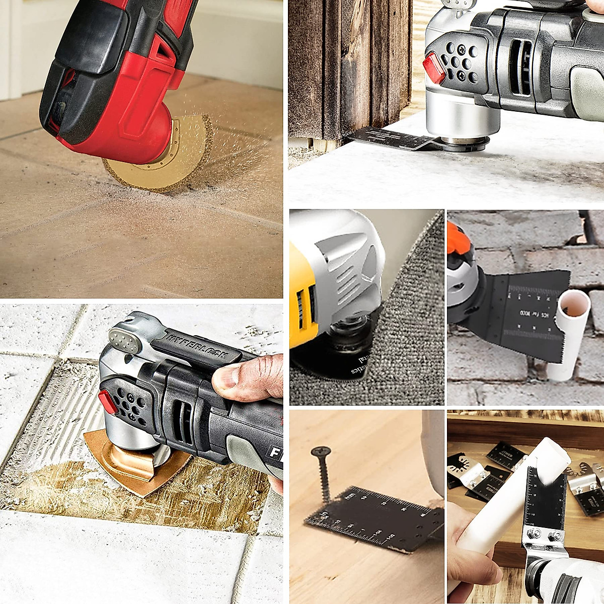 CONNOO 86 Pack Oscillating Saw Blades with Case, Arc Edge Multitool Blades, Oscillating Tool Blade, Bi-Metal for Wood/Metal/Plastic Kits Fit Dewalt Milwaukee Ryobi