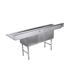 Kratos 29N-003 - Commercial NSF 3 Compartment Sink - 18"Wx18"Lx12"H Bowl Size - (2) 18" Drain Boards
