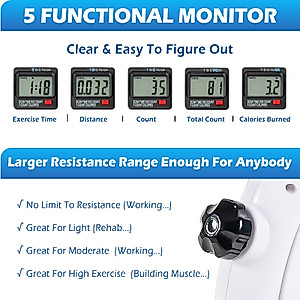 Under Desk Bike Pedal Exerciser - TABEKE Mini Exercise Bike for Arm/Leg Exercise, Pedal Exerciser for Seniors with LCD Display (White)