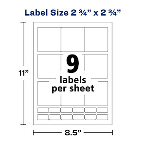 Avery Printable Blank Square Labels, 2.75" x 2.75", Matte White, 630 Customizable Labels (5196)