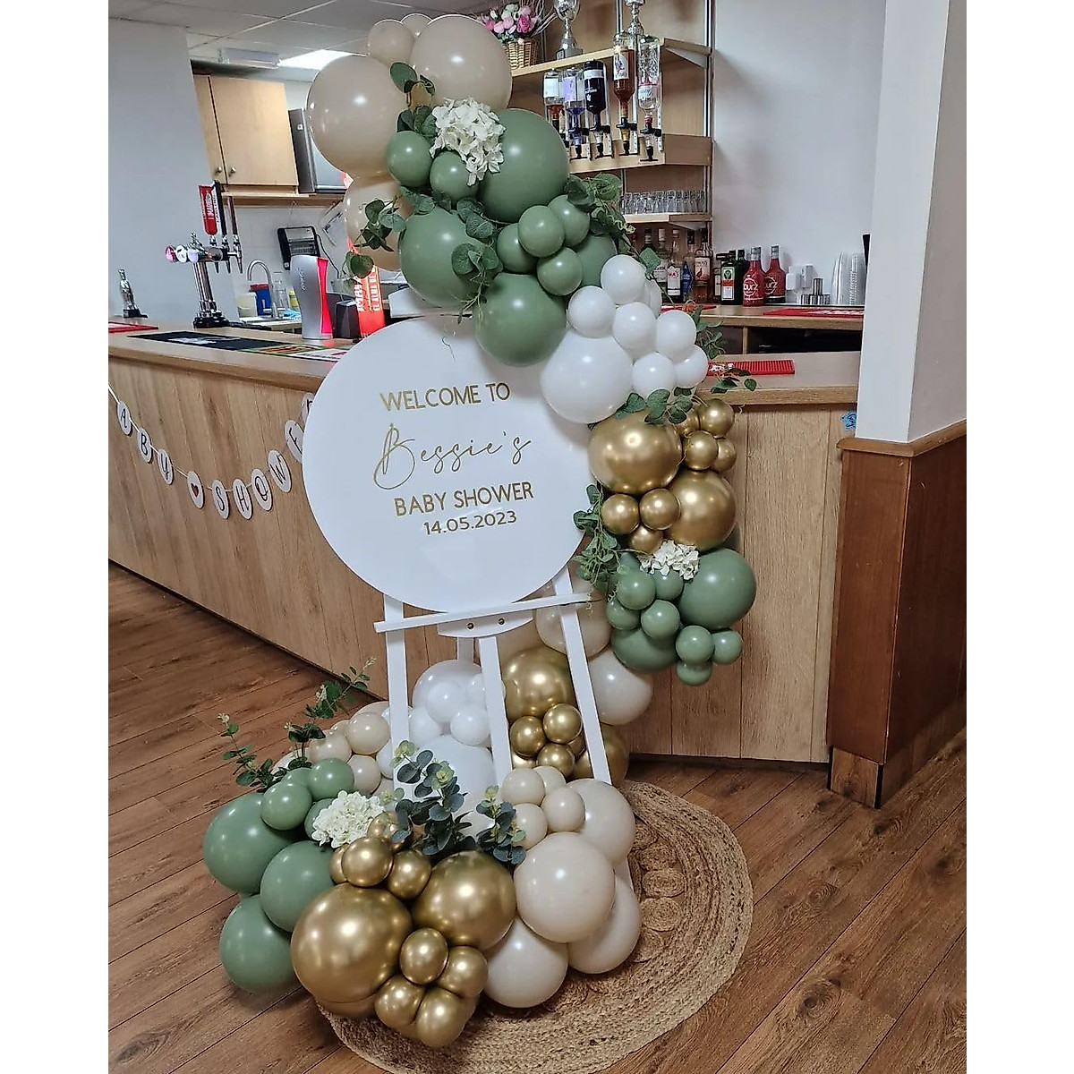Sage Green Balloons Arch Kit-184pcs Sage Green Sand White and Chrome Gold Balloons Garland Kit for Birthday Baby Shower Bridal Shower Jungle Safari Engagement Party Decorations