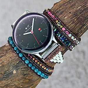 Somesame Compatible with Samsung Galaxy Watch 6/5/4/Active 2 40mm 44mm Band/Watch 6 Classic/Galaxy Watch 5 Pro 45mm/Watch 4 Classic,20mm Boho Beaded 5 Wraps Chakra Bracelet Watch Strap for Women Men