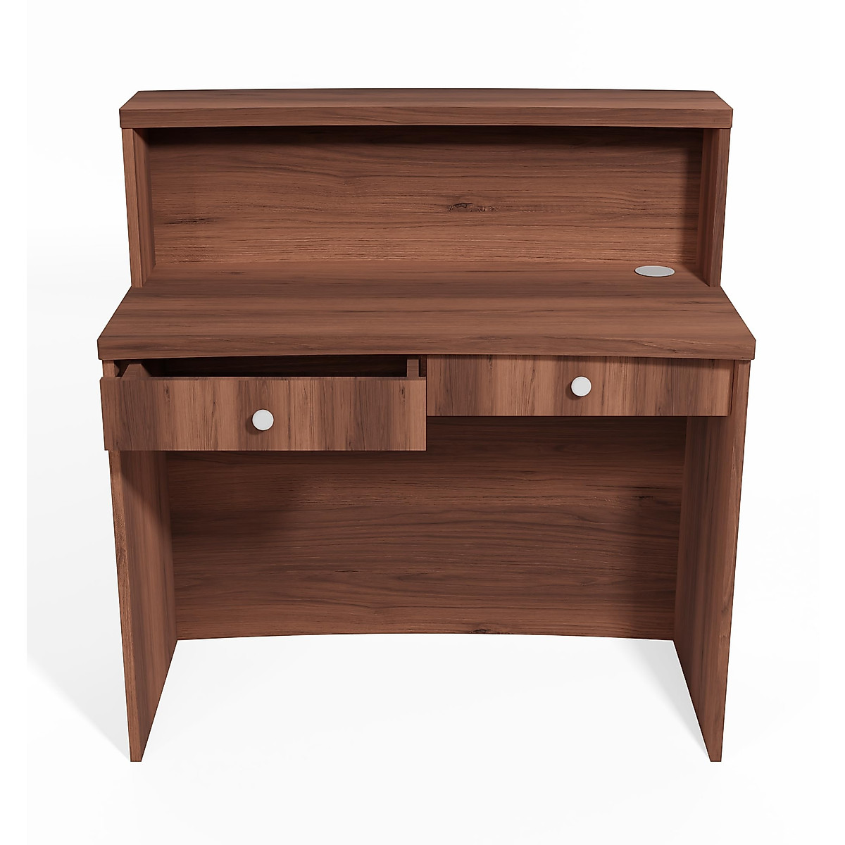 UGOS Mono Walnut Modern Reception Desk w/Transaction Counter | Laminate Desktop | Multifunctional Standing Front Desk for Home, Office, Salon, Spas, and Lobby 47 inch (120 cm)