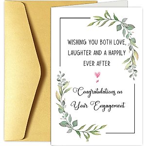Chenive Engagement Card for Couples, Engaged Card for Her Him, Congratulations on Your Engagement Card, Wishing You Both Love Laughter And A Happily Ever After