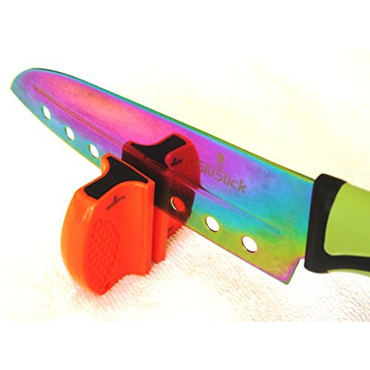 SiliSlick Ceramic Knife Sharpener - Professional Grade Sharpening Tool with 2 Stage Coarse, Medium, and Fine Grinding for Straight and Serrated Knives