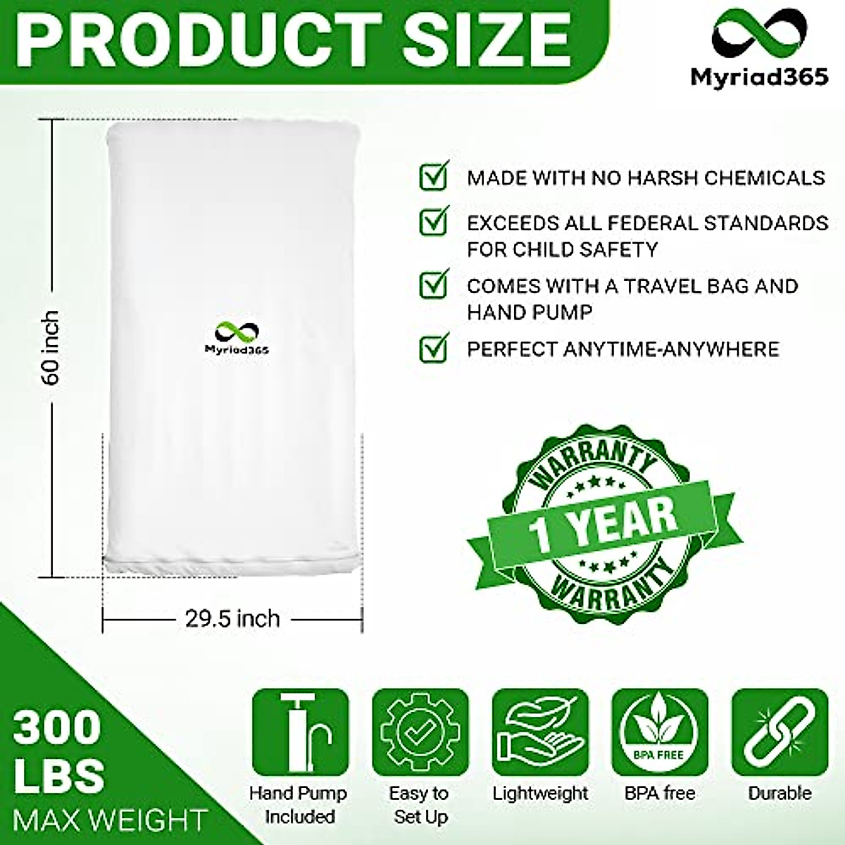 Ultimate Toddler Travel Bed - with Pump Included, Portable Toddler Mattress, Fits Easily Into Any Suitcase or Trunk, Toddler Floor Bed, Inflatable Toddler Bed with Mattress Included for Ages 2+