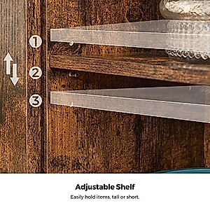 VASAGLE Buffet Cabinet, Sideboard with Open Compartment, Sliding Barn Door, 27.6”L x 11.8”W x 31.5”H, Industrial Rustic Brown and Black ULSC089B01