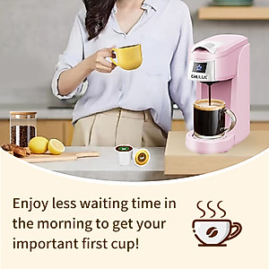 CHULUX Upgrade Single Serve Coffee Maker for K Cup & Ground Coffee, Pink Mini Single Cup Coffee Machine with One Touch Function, Fast Brewing in Minutes