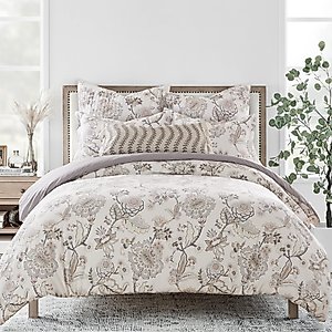 Levtex Home - Ophelia Blush Duvet Cover Set - King Duvet Cover + Two King Pillow Cases - Floral - Taupe Grey Cream Blush - Duvet Cover (106 x 94in.) and Pillow Case (36 x 20in.) - Rayon