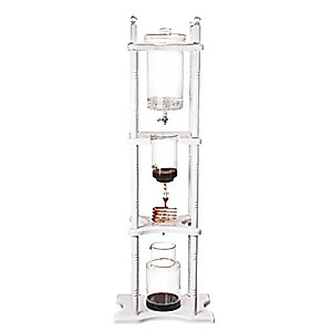 Nispira Cold Brew Drip Tower Iced Coffee Maker Glass Wooden Stand 25 Cups white