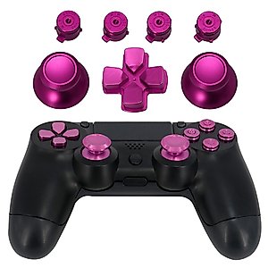 Jadebones Metal Replacement Repair Kits, Thumbsticks Thumb Grip Bullet and D-pad Buttons Compatible with PS4/PS4 Slim/PS4 Pro Controller (Pink)