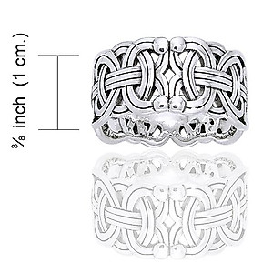 Viking Braided Wedding Band Borre Knot Norse Celtic 10mm Sterling Silver Ring Size 9(Sizes 4,5,6,7,8,9,10,11,12,13,14,15)