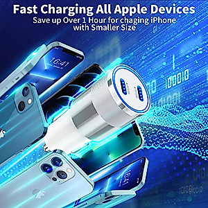 [Apple MFi Certified] iPhone Car Charger, KYOHAYA 60W Dual PD USB-C Power PPS Super Fast Car Charger with 2 Pack Type C to Lightning Quick Charging Cable for iPhone 14/13/12/11/XS/XR/X/SE/iPad/AirPods