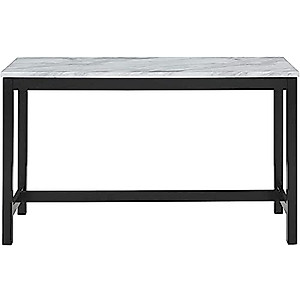 New Classic Furniture Celeste Faux Marble Theater Bar Table with 3 Bar Stool Set, Black Velvet with Black Base
