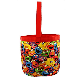 Sesame Street Elmo Boys Girls Collapsible Nylon Gift Basket Bucket Tote Bag (One Size, Red/Multi)