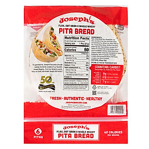Joseph's Combo Value Pack, Flax, Oat Bran & Whole Wheat, Low Carb Pita Bread, Lavash Bread, and MINI Pita, Fresh Baked (1 Pack Each, 3 Packages Total)