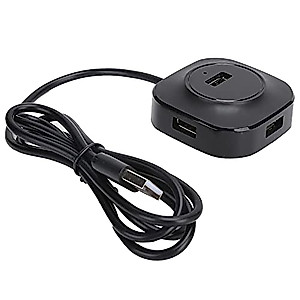 USB Hub, 4 USB2.0 Ports Adapter Charger, Ultra Slim Data Splitter PVC, 1.2 Meter / 3.9ft, Plug and Play, for Flash Hard Disk Keyboard 2.0