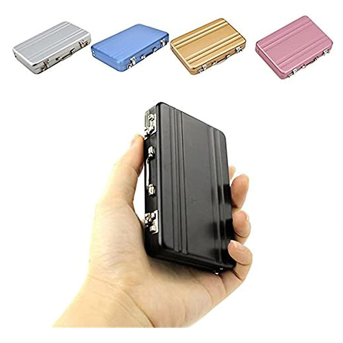 Kangsanli Metal Mini Briefcase Card Holder Case Box,Business Card Organizer for Man and Woman,Card Case Id Holders Luxury Credit Card Holder（Blue）