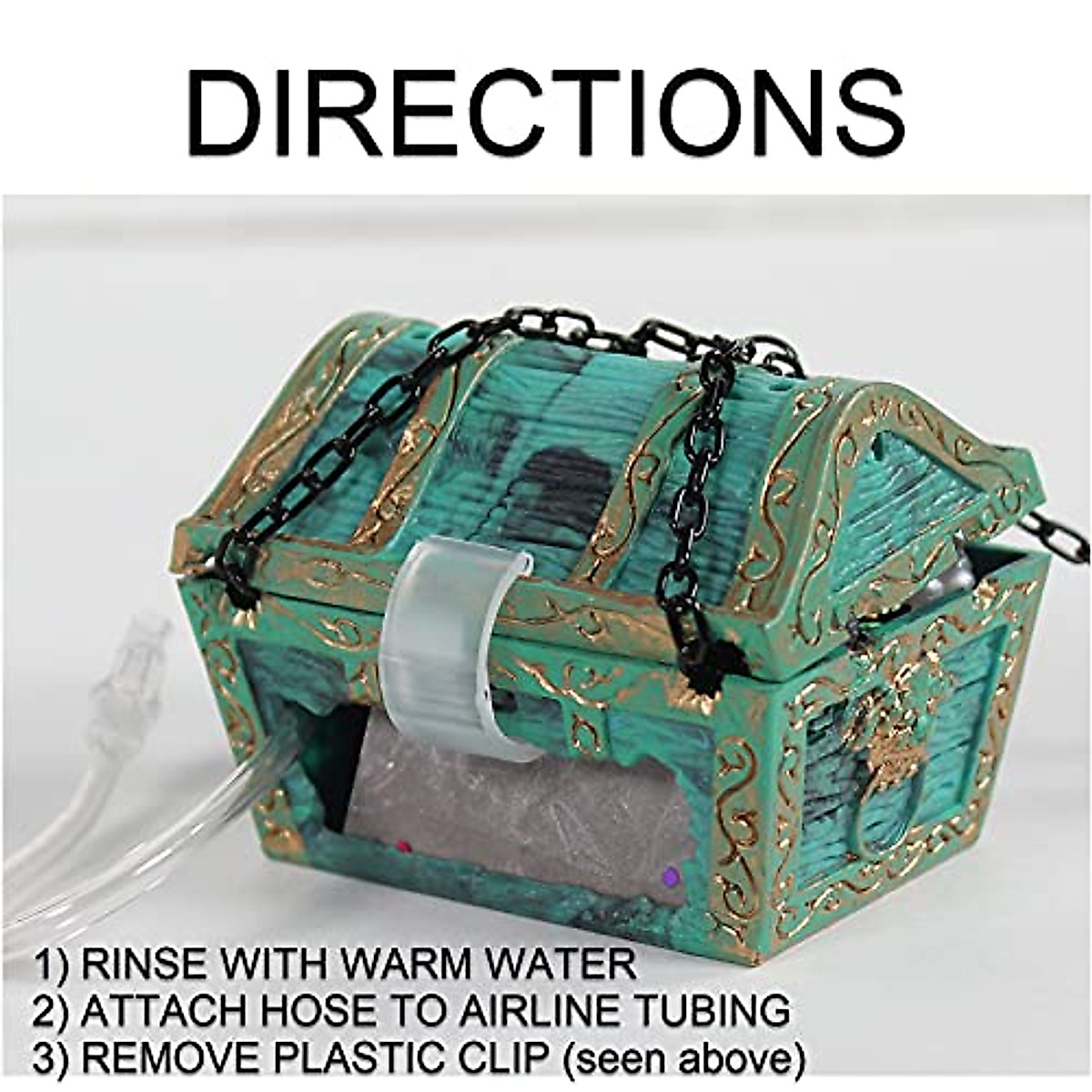 Penn-Plax Aquarium Decoration with Moving Treasure Chest, Floating Diver, and Bubble Action 4 Inches High