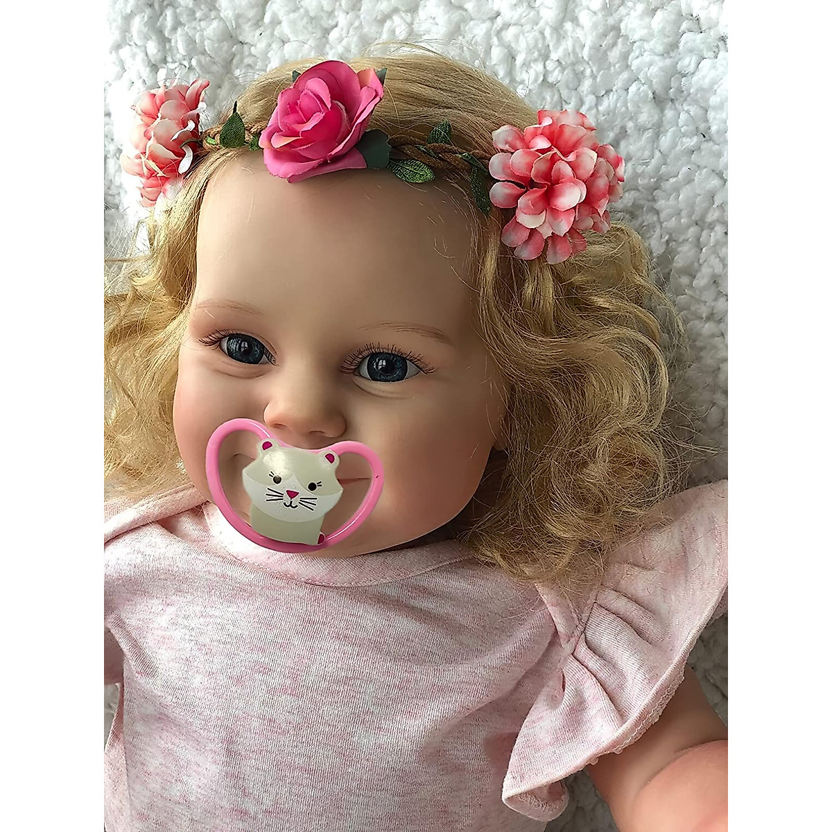 Wamdoll 50CM/60CM Realistic Sweet Face Detailed Painting Blonde Hair Smiling Reborn Toddler Newborn Baby Girl Doll Handcrafted in Silicone Vinyl That Look Real and Feel Real