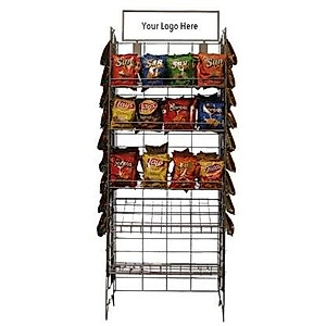 Commercial Grade Metal Convenience Store Chip / Bagged Merchandise Rack, Black