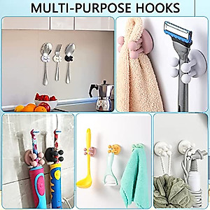 Ledeak 6 Pcs Self Adhesive Hooks Holders, Silicone Decoration Hooks Reusable Seamless Utility Hook, Functional Plug Cable Razor Utility Holders for Kitchen Bathroom Home Office