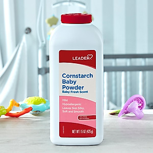 Leader Cornstarch Baby Powder, Baby Fresh Scent, 15 oz (Pack of 2)