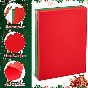 Tenceur 300 Sheets Christmas Construction Paper Bulk Red and Green Cardstock 8.5'' x 11'' White Cardstock Christmas Cardstock 160 GSM Thick Printable Card Stock for Christmas Gift Scrapbook Crafts